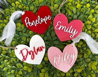 Valentine's Day Name Tags / Wooden Heart Name Tags / Wooden Name Labels ...