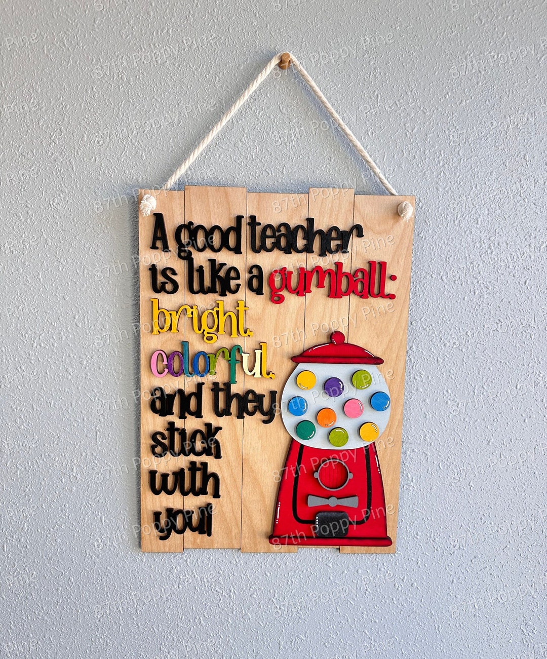 Teacher Classroom Gumball Sign, Teacher Door Hanger, End of Year ...