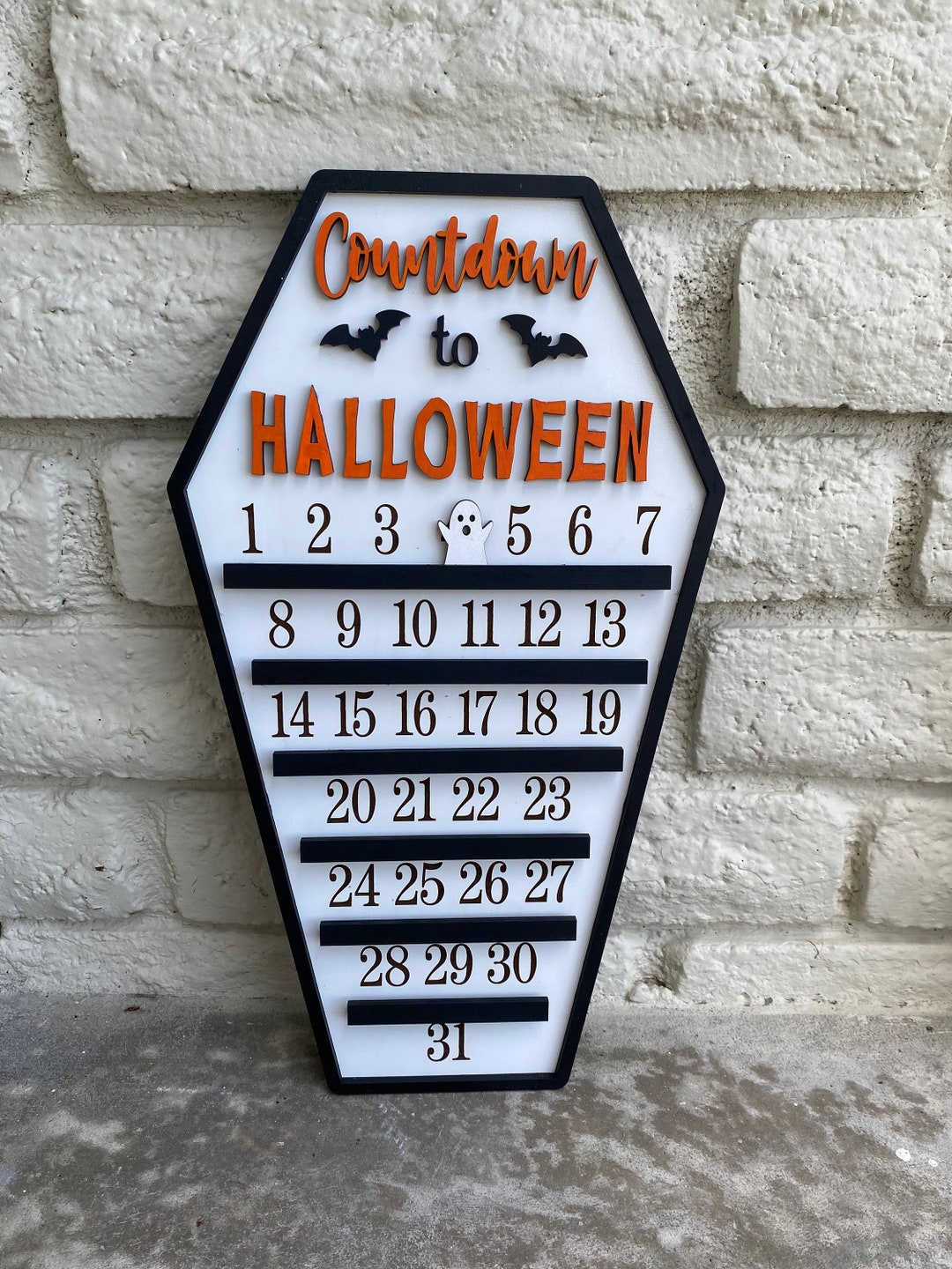 Countdown to Halloween Calendar With Moveable Ghost, Halloween Ghost ...