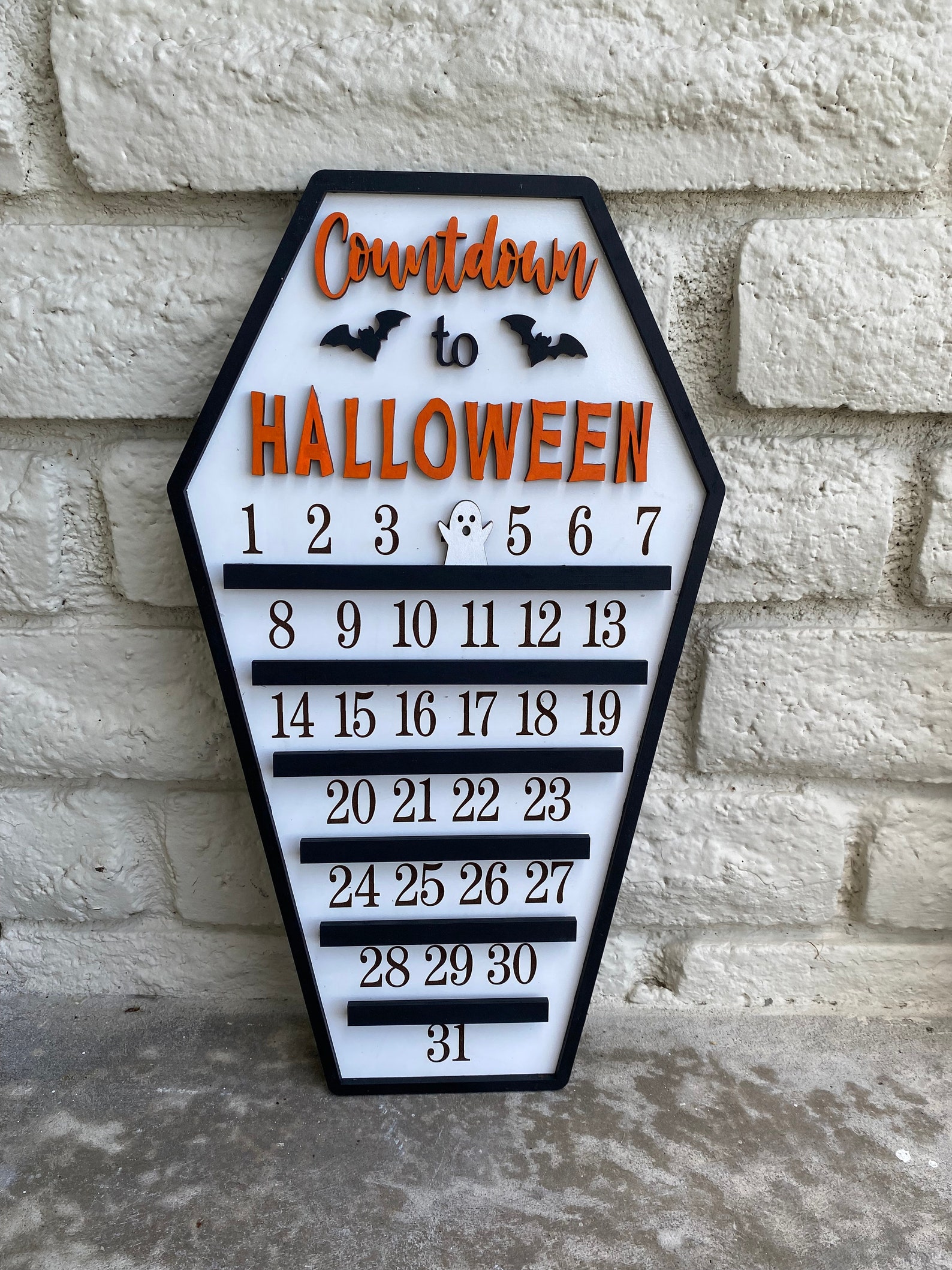 Countdown to Halloween Calendar With Moveable Ghost, Halloween Ghost ...