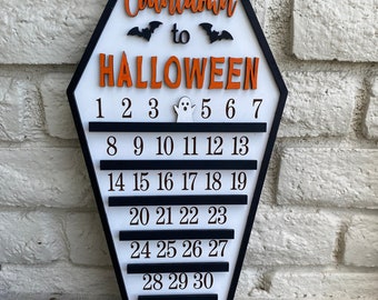 Countdown to Halloween Calendar With Moveable Ghost, Halloween Ghost ...