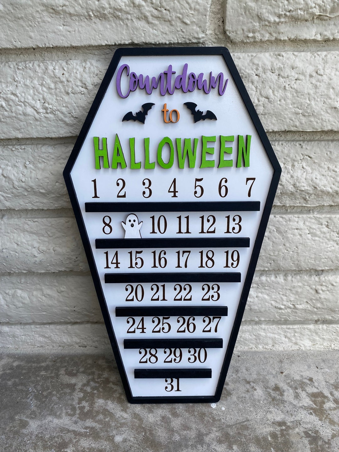 Countdown to Halloween Calendar With Moveable Ghost, Halloween Ghost ...