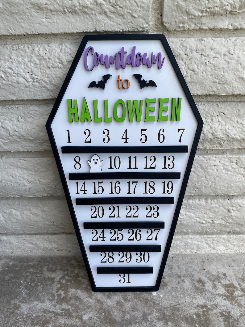 Countdown to Halloween Calendar With Moveable Ghost, Halloween Ghost ...