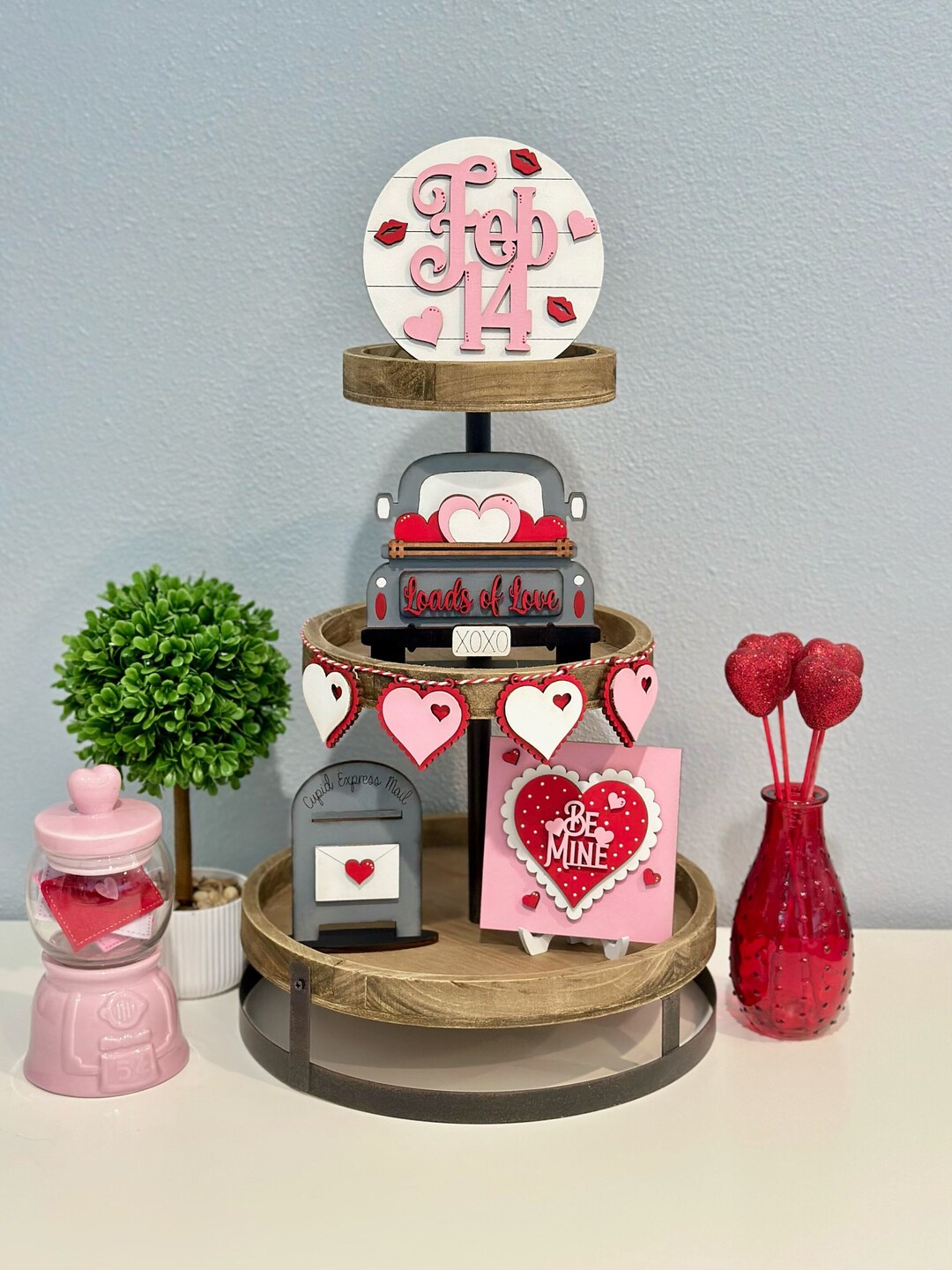 Valentine Tiered Tray Decor Set, 3d Signs, Loads of Love, February 14 ...
