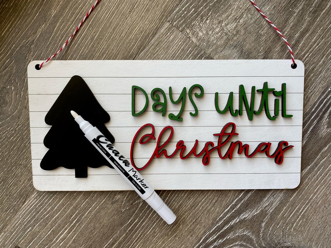 Christmas Countdown Sign, Countdown to Christmas Calendar With Wreath ...