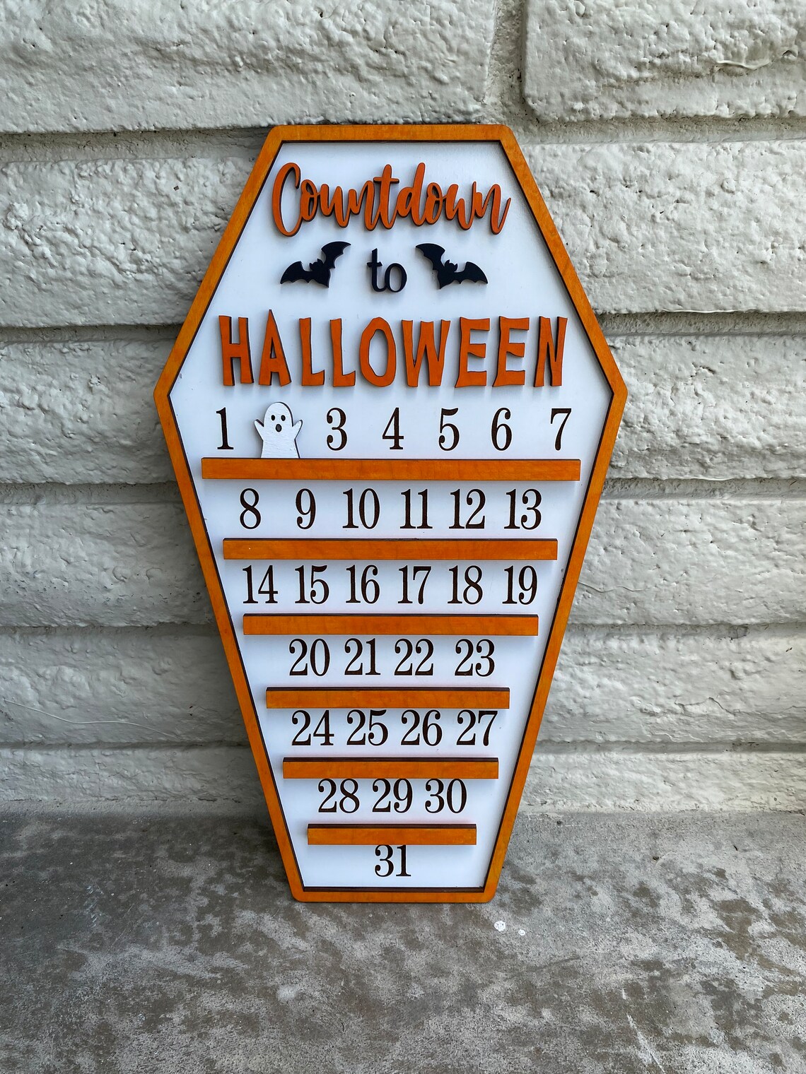 Countdown to Halloween Calendar With Moveable Ghost, Halloween Ghost ...