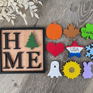 Seasonal Decor, Interchangeable Home Sign With 10 Seasonal Choices ...