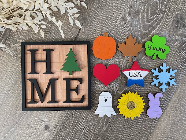 Seasonal Decor Interchangeable Home Sign With 10 Seasonal - Etsy