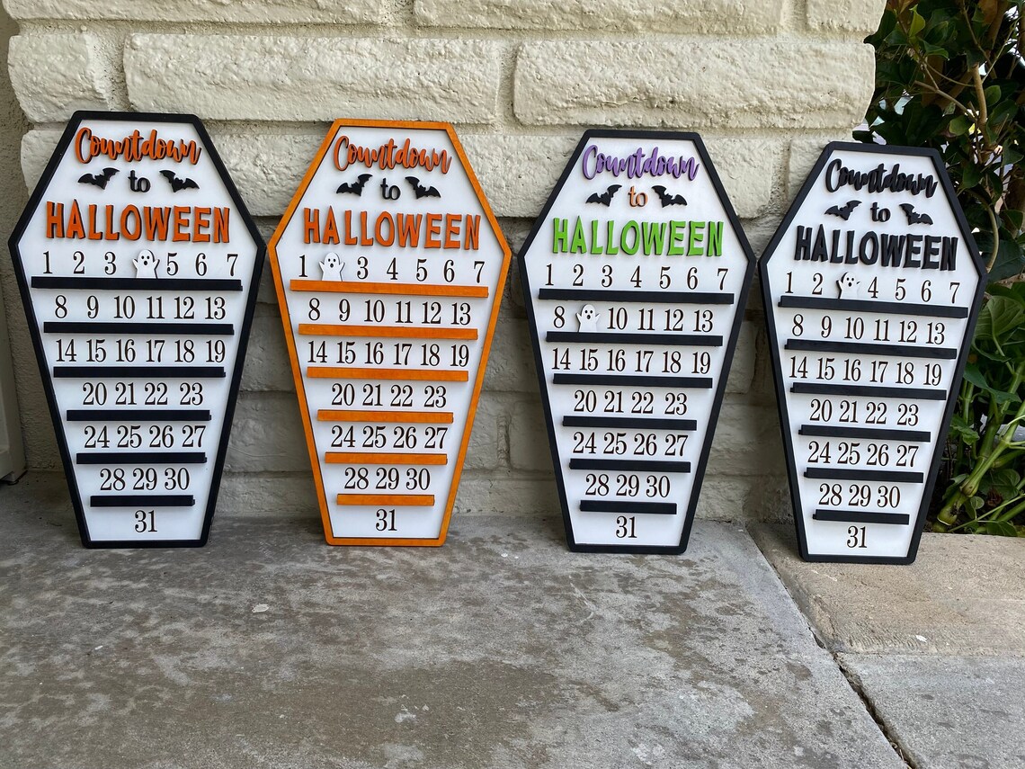 Countdown to Halloween Calendar With Moveable Ghost, Halloween Ghost ...