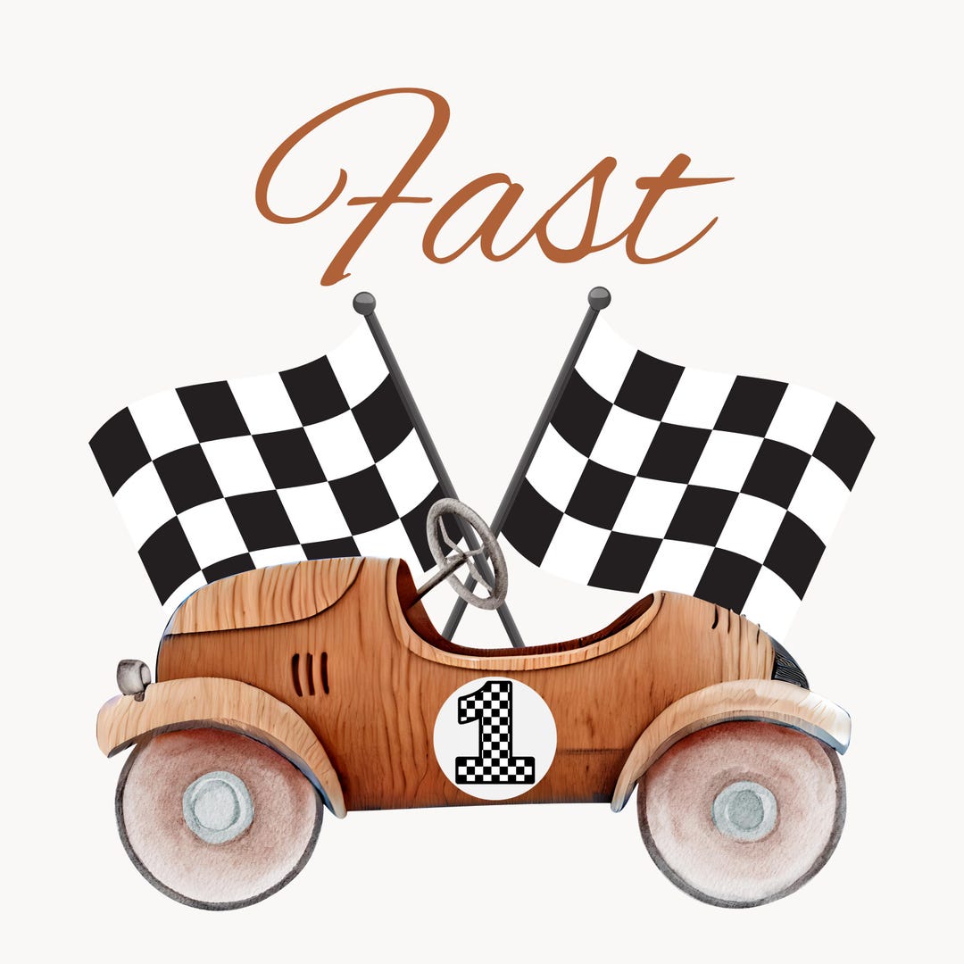 Vintage Race Car 1st Birthday PNG: Fast One Design (digital Download ...