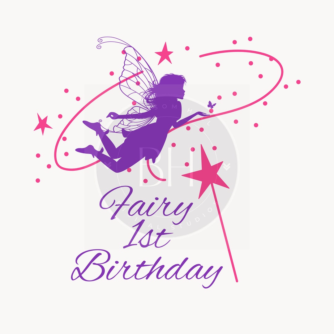Pink Fairy First Birthday, PNG, Fairies Sublimation Design, Fairy 1st ...