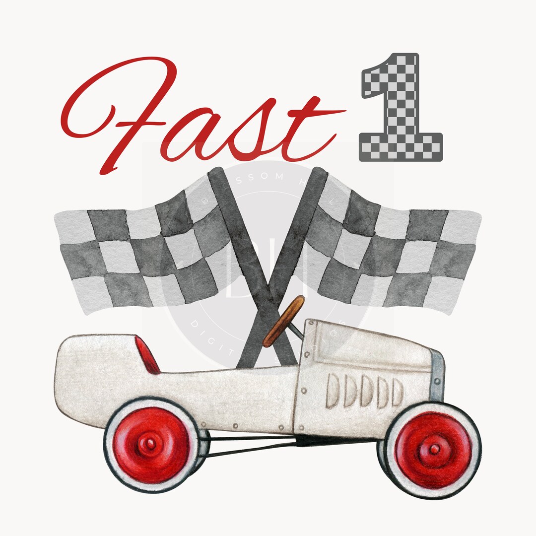 Vintage Race Car 1st Birthday PNG: Fast One Design (digital Download ...