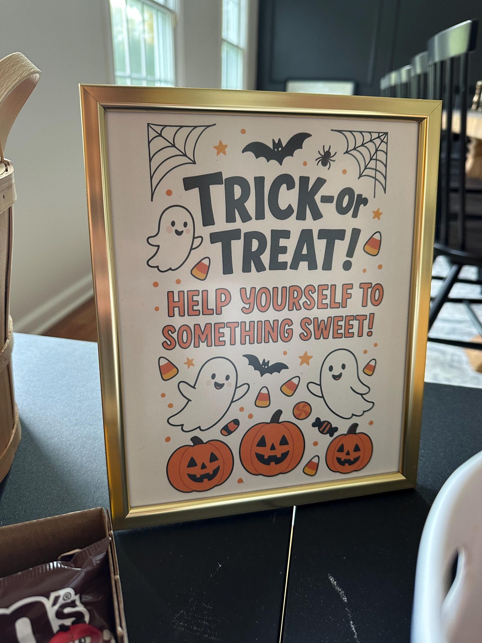Cute Happy Halloween Sign: Trick or Treat Help Yourself to Something ...