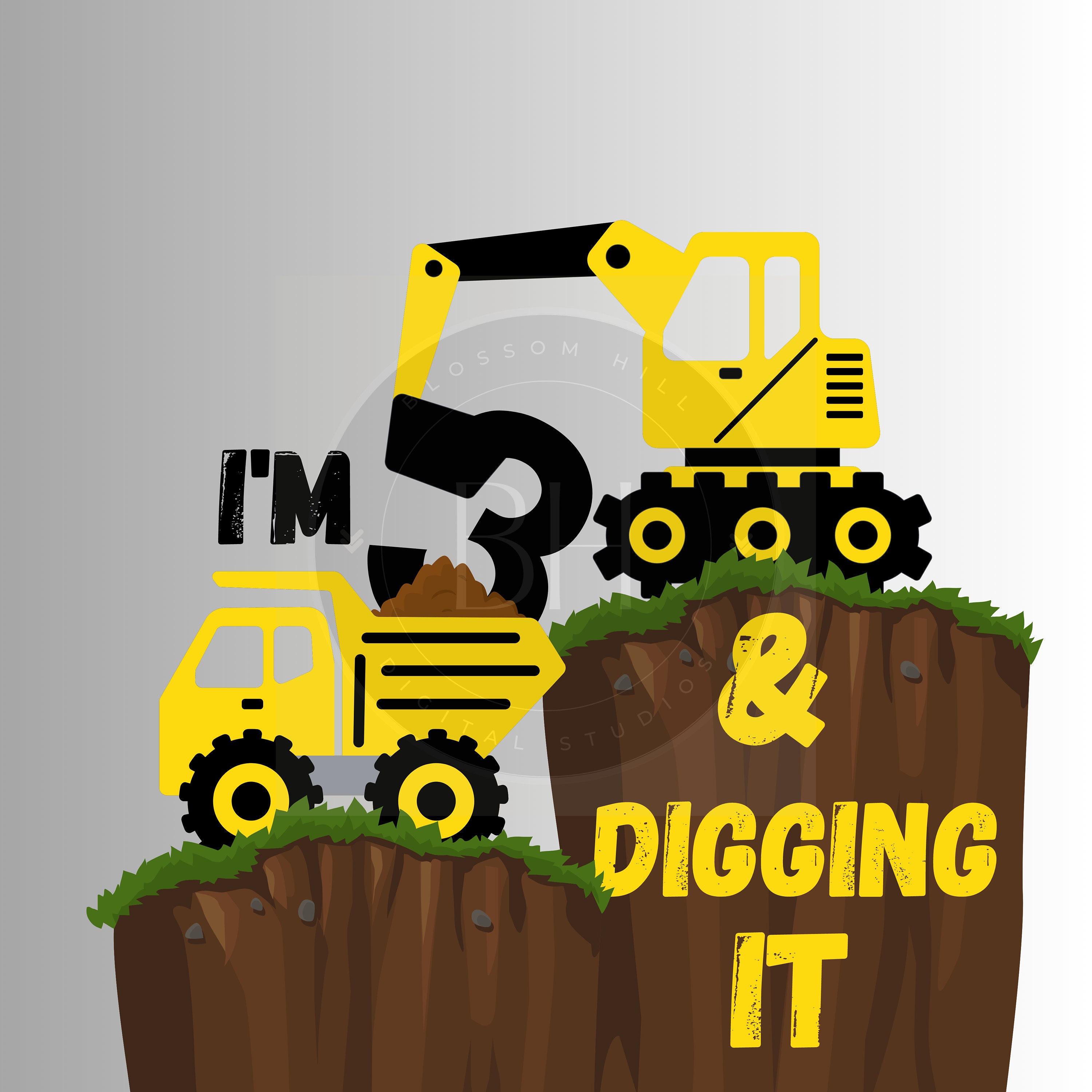 I'm 3 and Digging It Svg Construction Svg Third Birthday - Etsy Canada