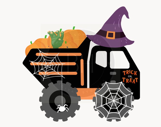 Halloween Dump Truck Clipart: Trunk or Treat PNG, SVG (instant Download ...