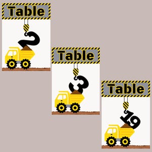Table Number Cards Construction Printable Table Numbers 1-20 Baby ...