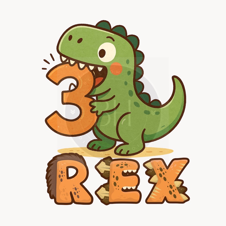 Three Rex Dinosaur PNG: 3rd Birthday Design (digital Download - Etsy