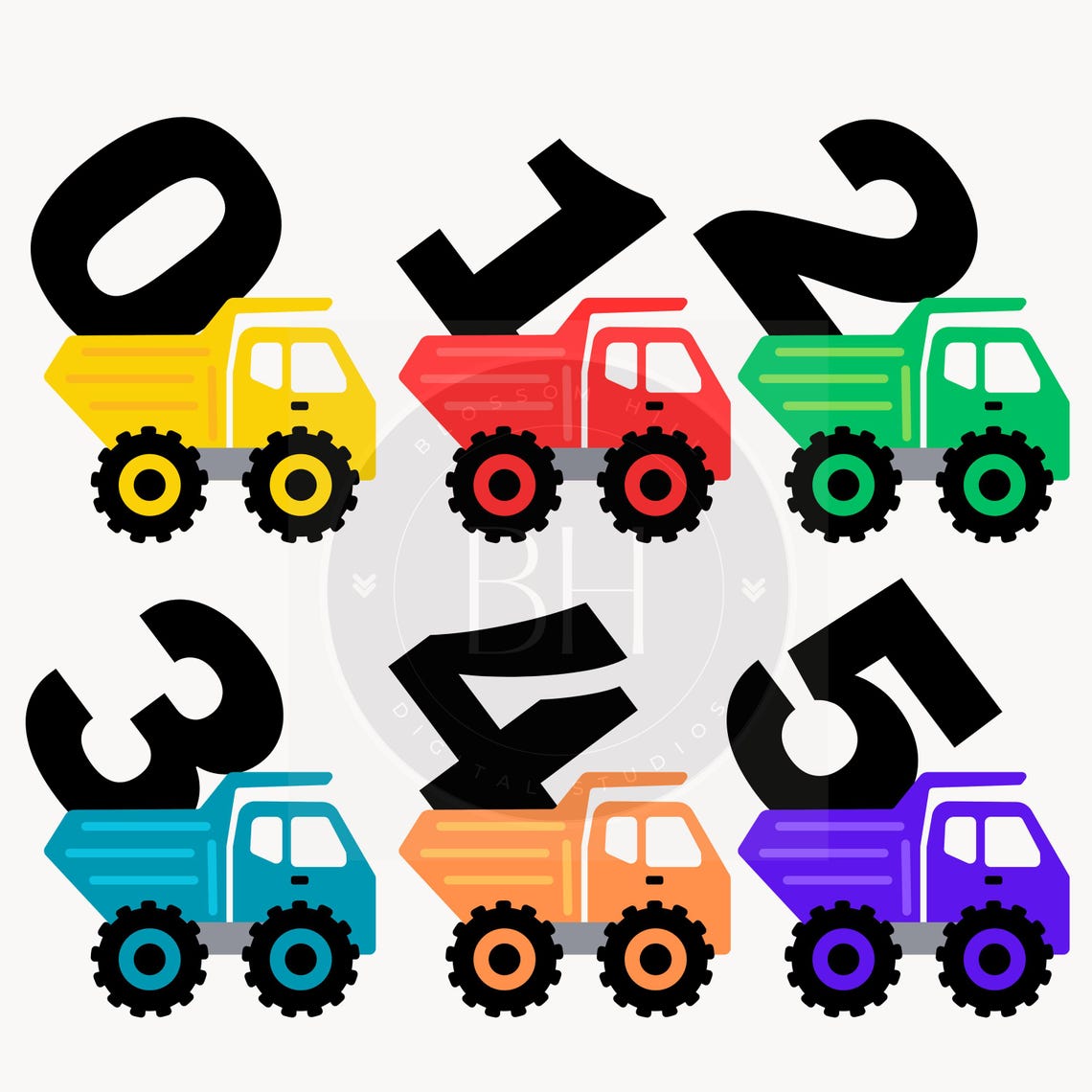 Numbered Dump Trucks PNG: Teacher Counting Printable (digital Download ...