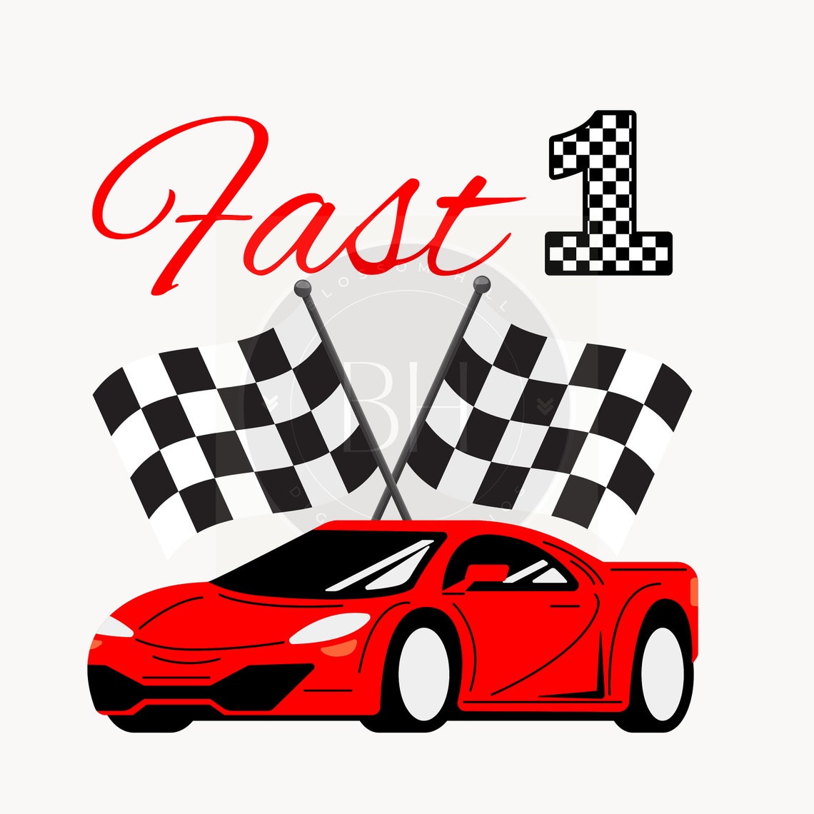 Fast One Birthday PNG, Red Sports Car, First 1st Birthday Invite ...