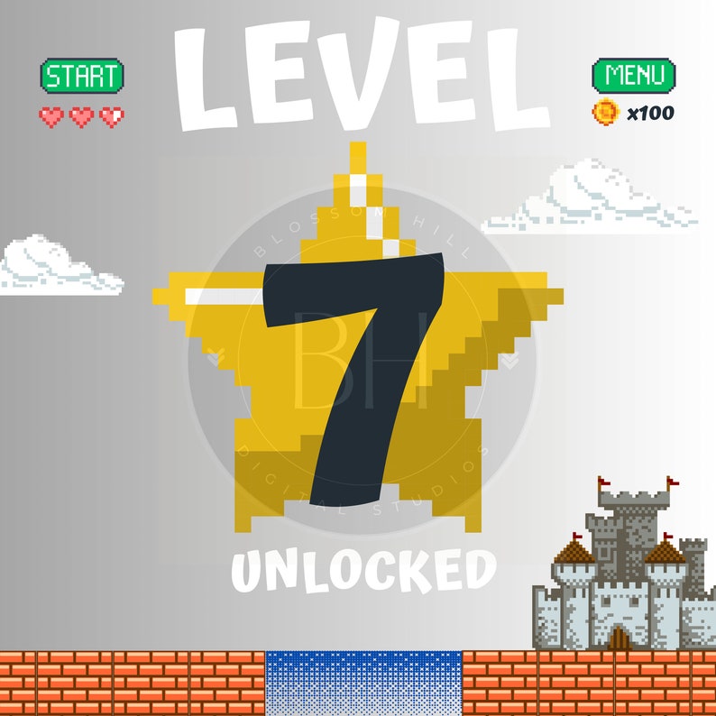 Level 7 Unlocked Birthday SVG: Gamer 7th Birthday (digital Files) - Etsy