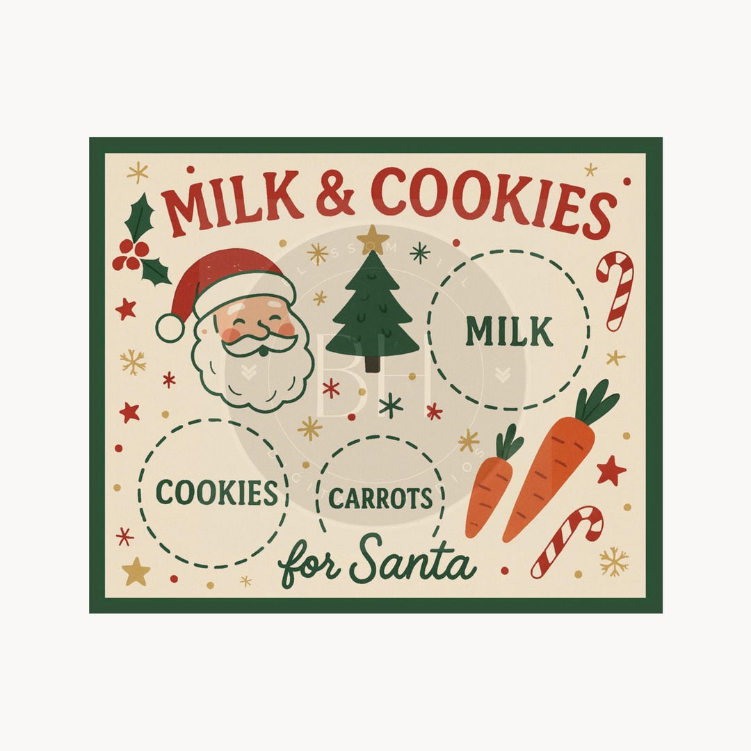 Milk and Cookies for Santa Placemat (digital Download) - Etsy