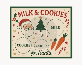 Cookies and Milk for Santa Claus Placemat, Christmas Placemat, 8" X 11 ...