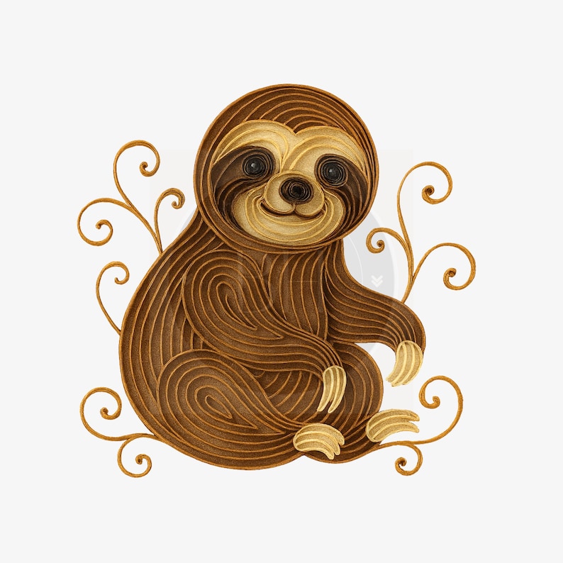 Baby Sloth PNG: Paper Quill Style Animal Clipart (instant Download) - Etsy