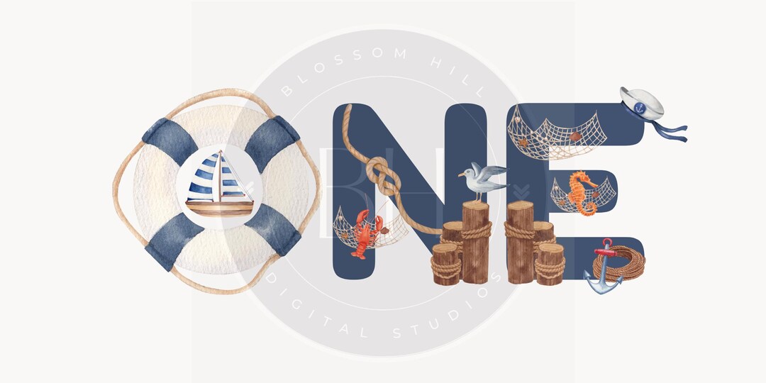 Nautical One Birthday PNG, Classic Nautical Theme Birthday, First 1st ...