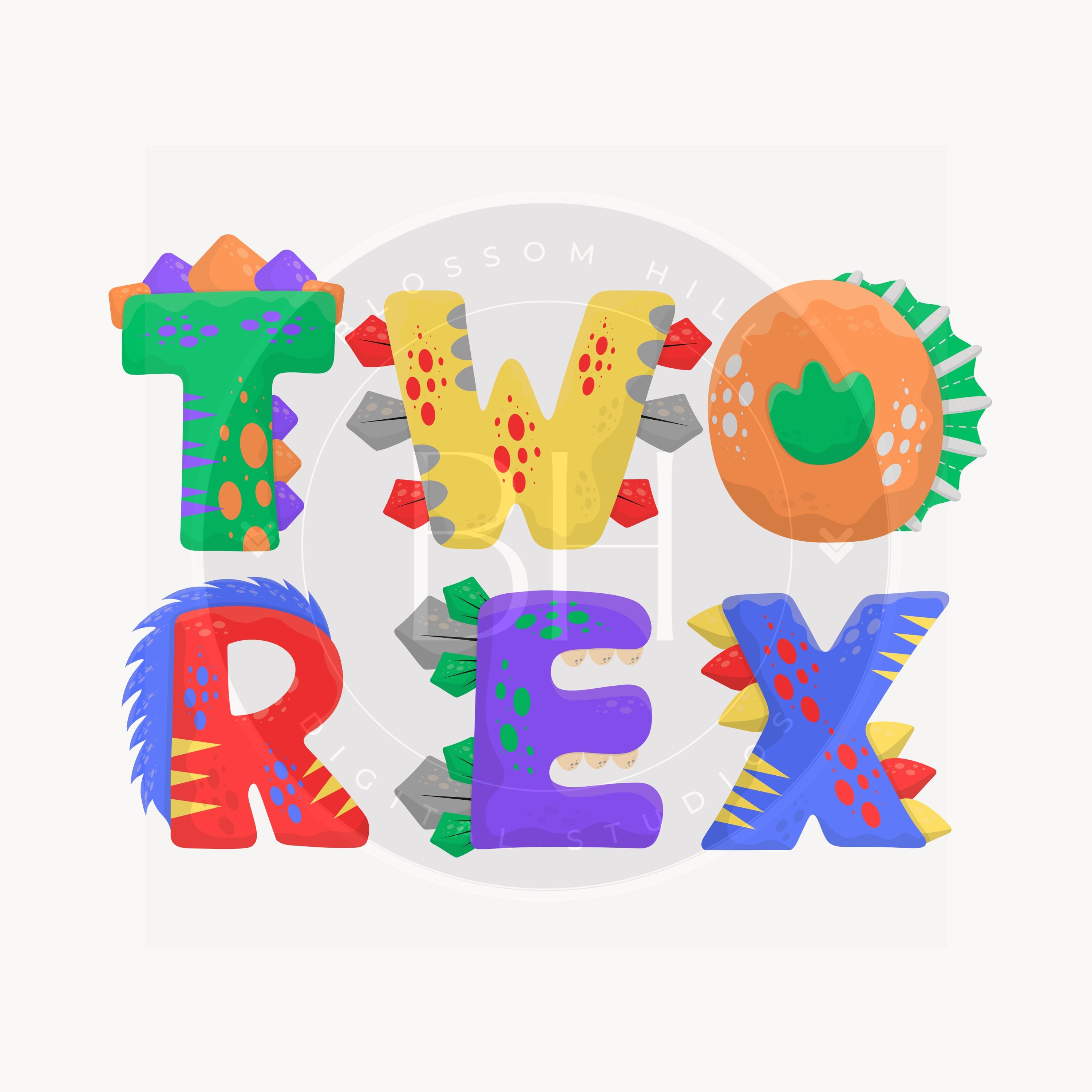 Two Rex Dinosaur 2nd Birthday Invite: Colorful PNG (digital Download ...