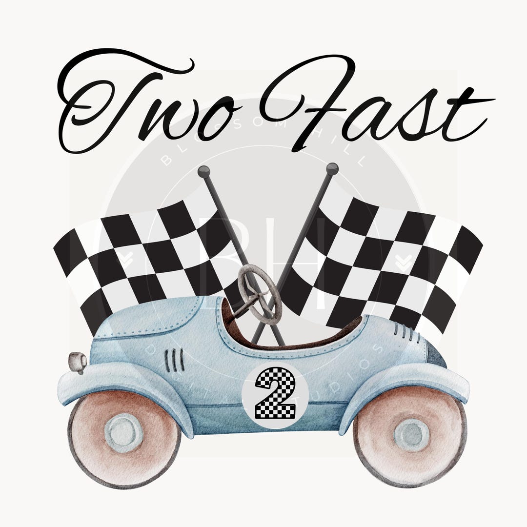 Two Fast Vintage Race Car Birthday Invite Design, Two Fast PNG, Race ...