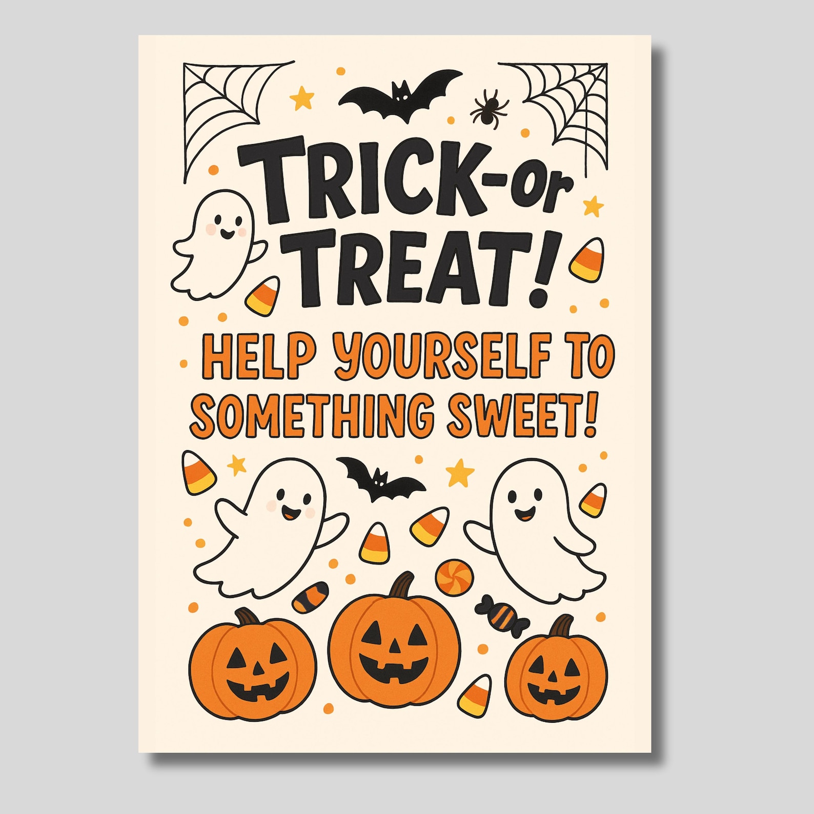 Cute Happy Halloween Sign: Trick or Treat Help Yourself to Something ...