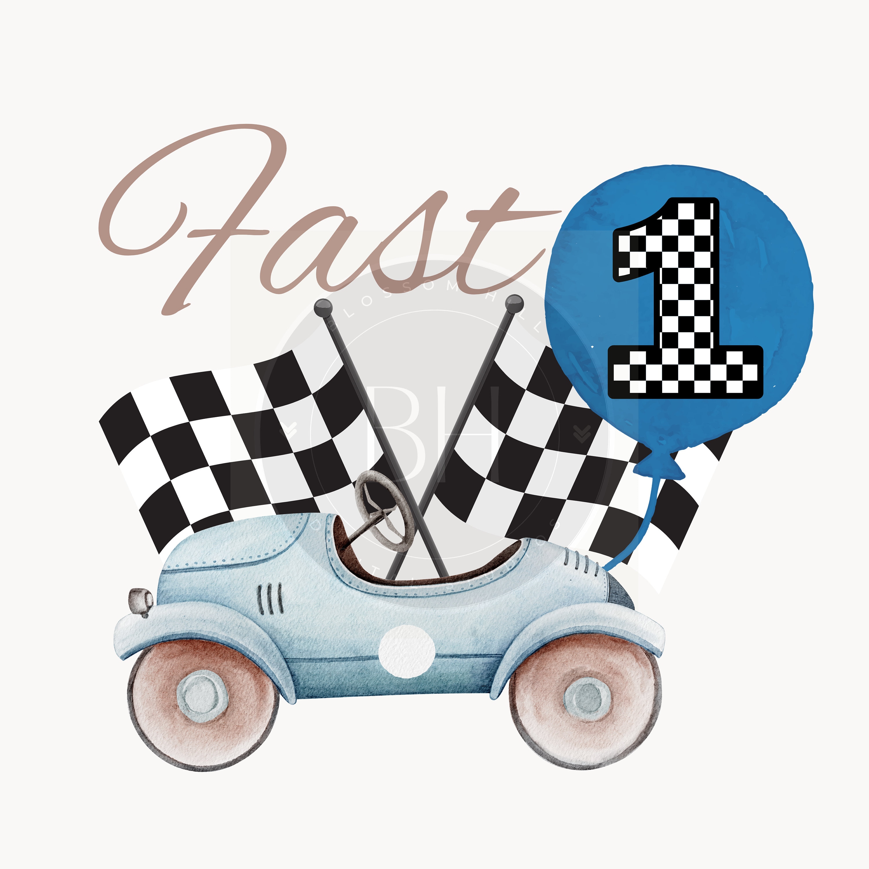 Fast One Birthday PNG, Vintage Race Car, First 1st Birthday Invite ...