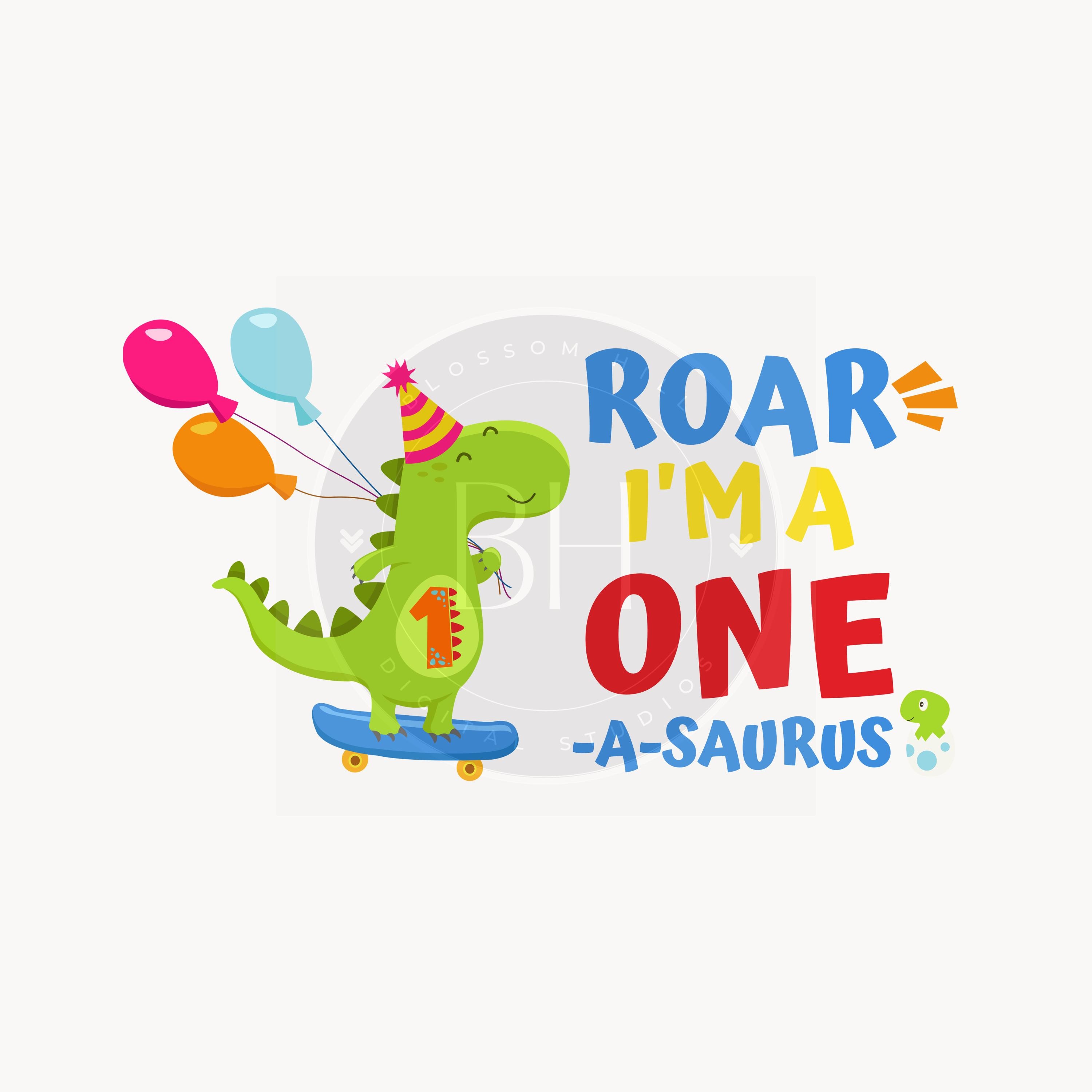 One-a-saurus SVG PNG, Dino 1 Svg, First 1st Birthday, Transparent PNG ...