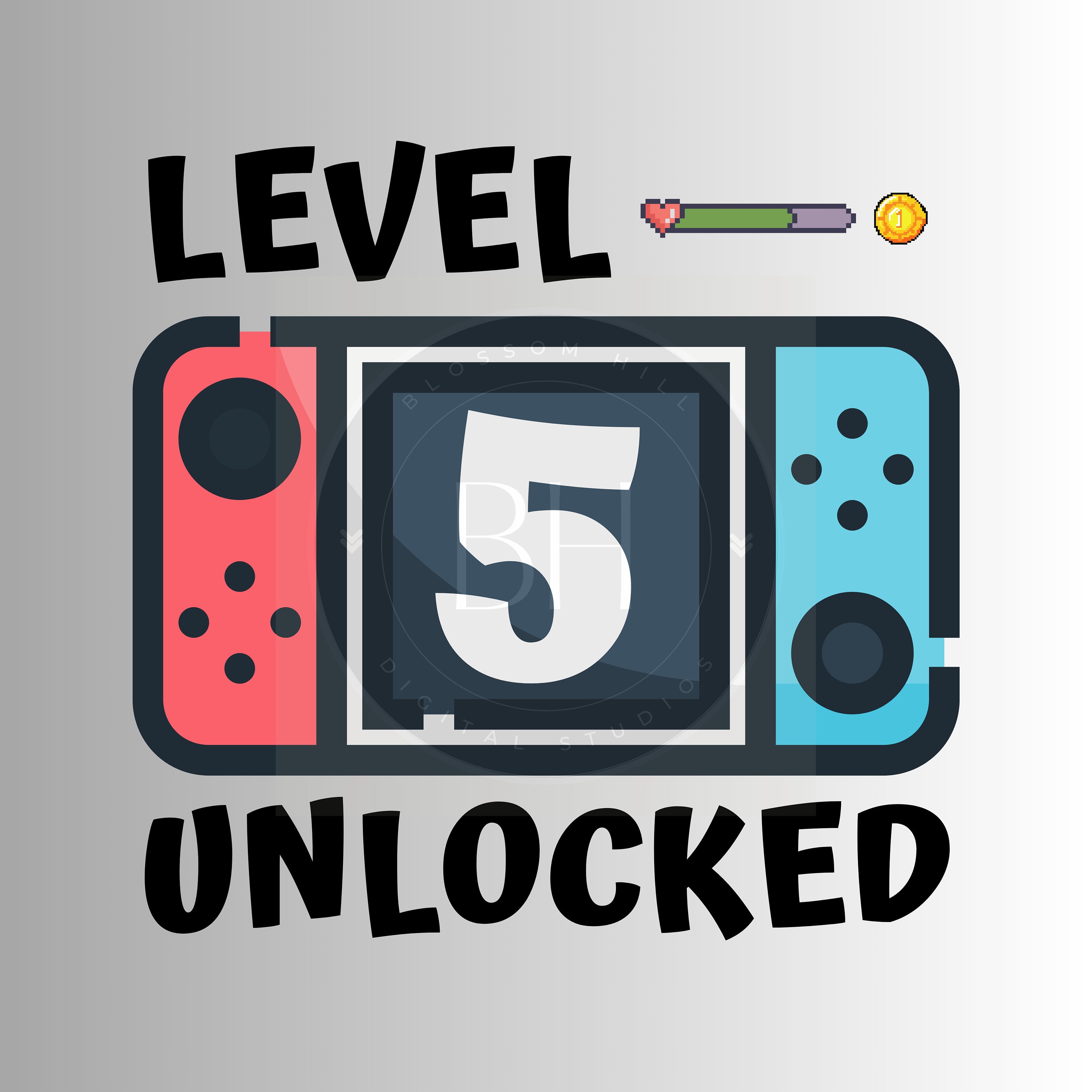 Level 5 Unlocked Birthday SVG, 5th Birthday Gamer Svg, 5 Years Old ...