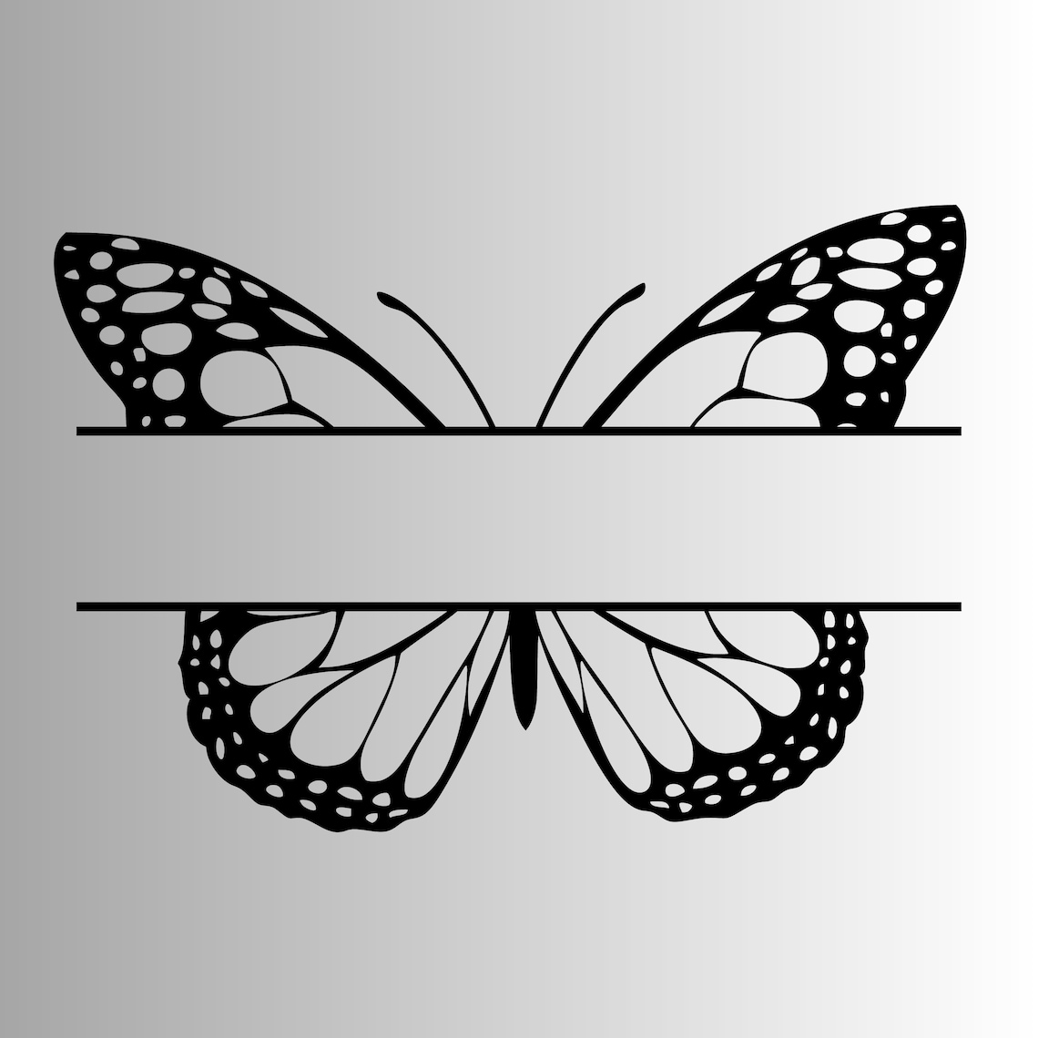Black Outline Split Butterfly Name Frame With Space to Add Name Digital ...