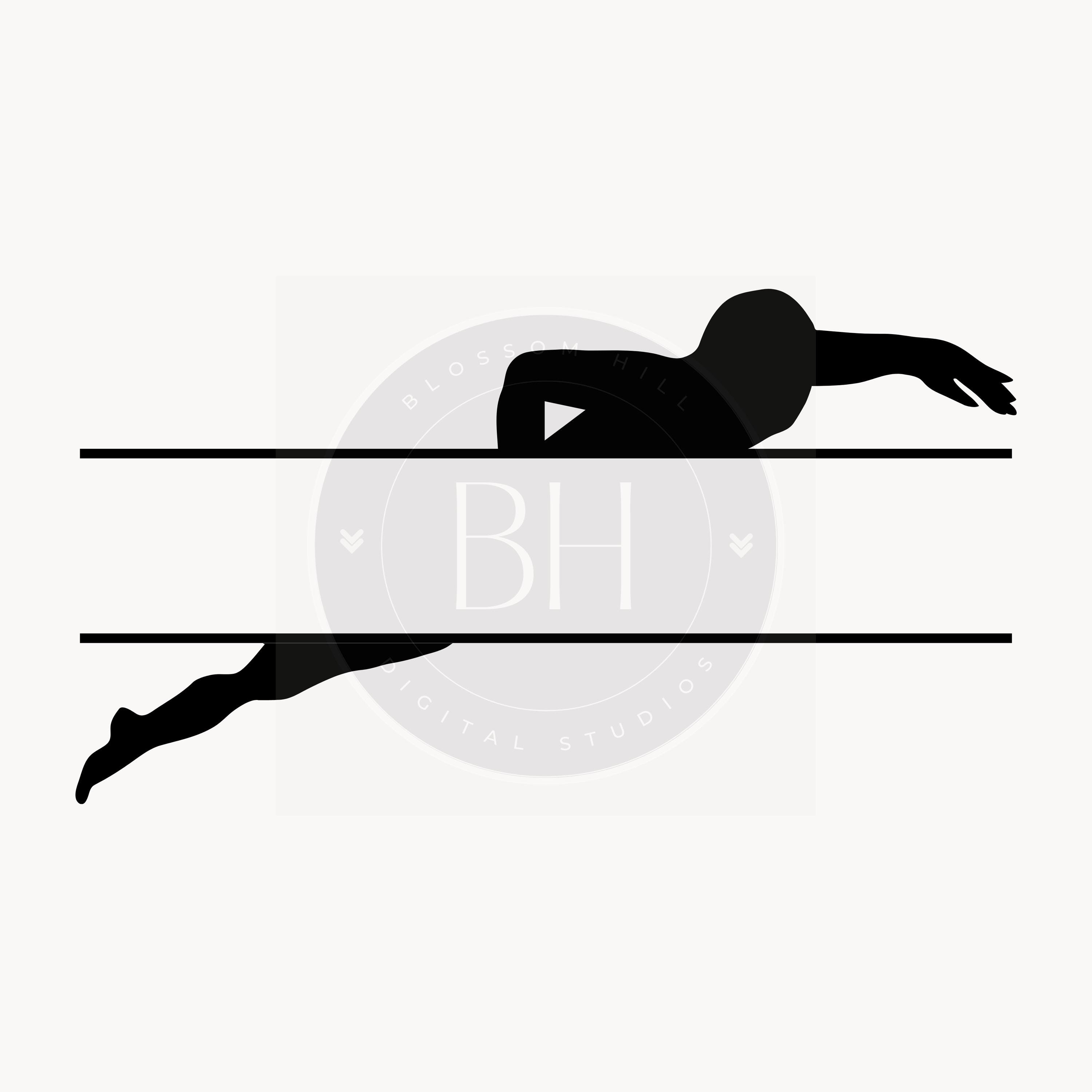 Sports Clipart: Black Outline Split Swimmer Name Frame With Space to ...