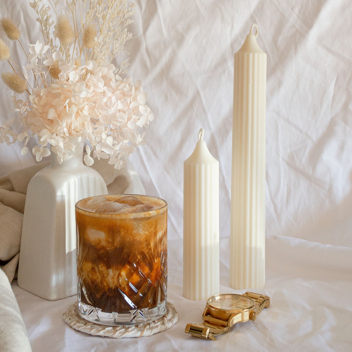Roman Tall or Short Aesthetic Stick Candle Ripple Stick - Etsy