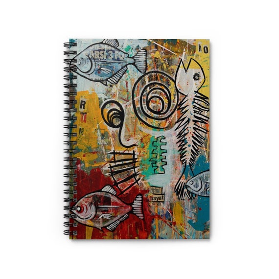 Spiral Notebook Fish Bones Collage Cover - Etsy
