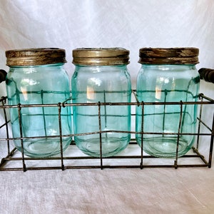Rustic Jar Vases in Wire Basket - Etsy