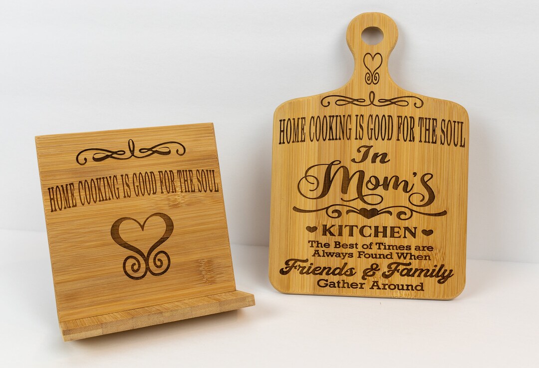 Engraved Charcuterie Board. Bamboo Cutting Board, Farmhouse, Two Piece ...