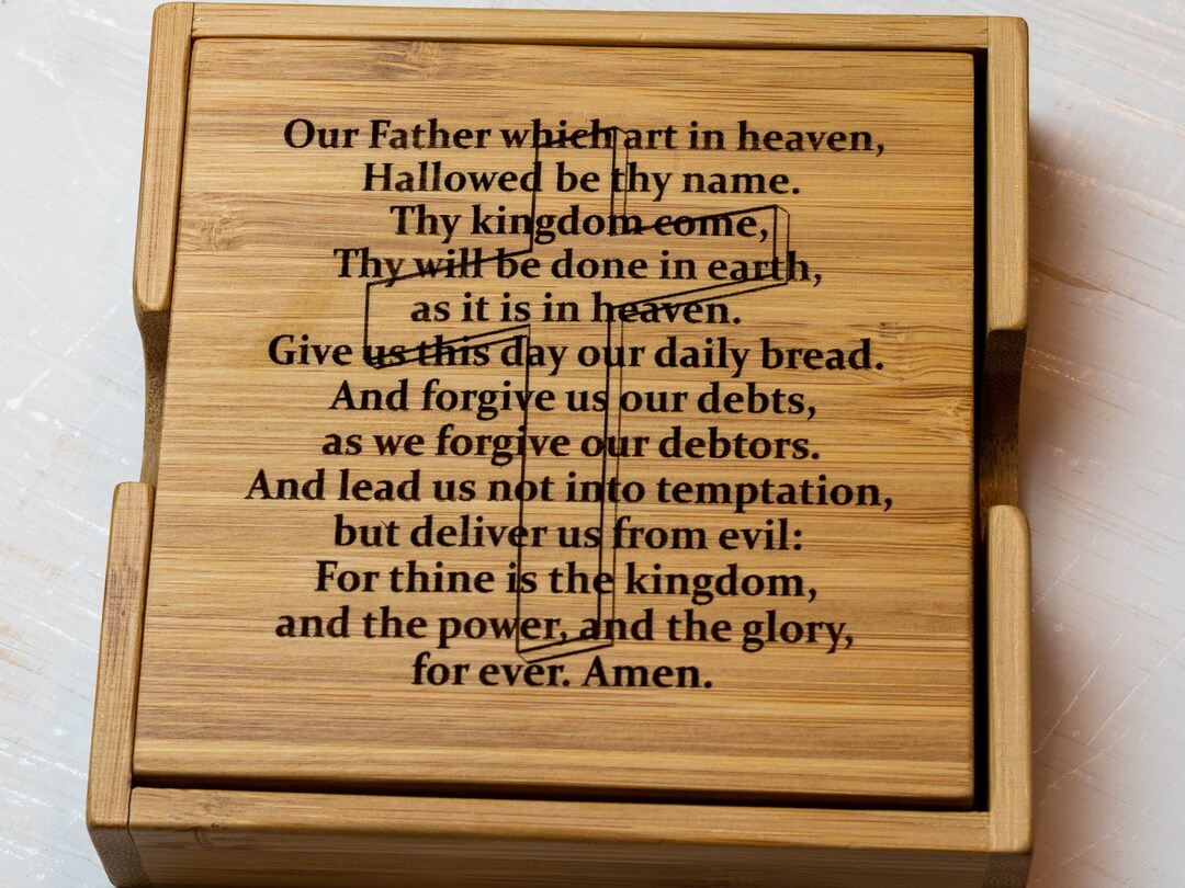 Bamboo Coasters Laser Engraved, the LORDS Prayer Set of 4 in A Bamboo ...
