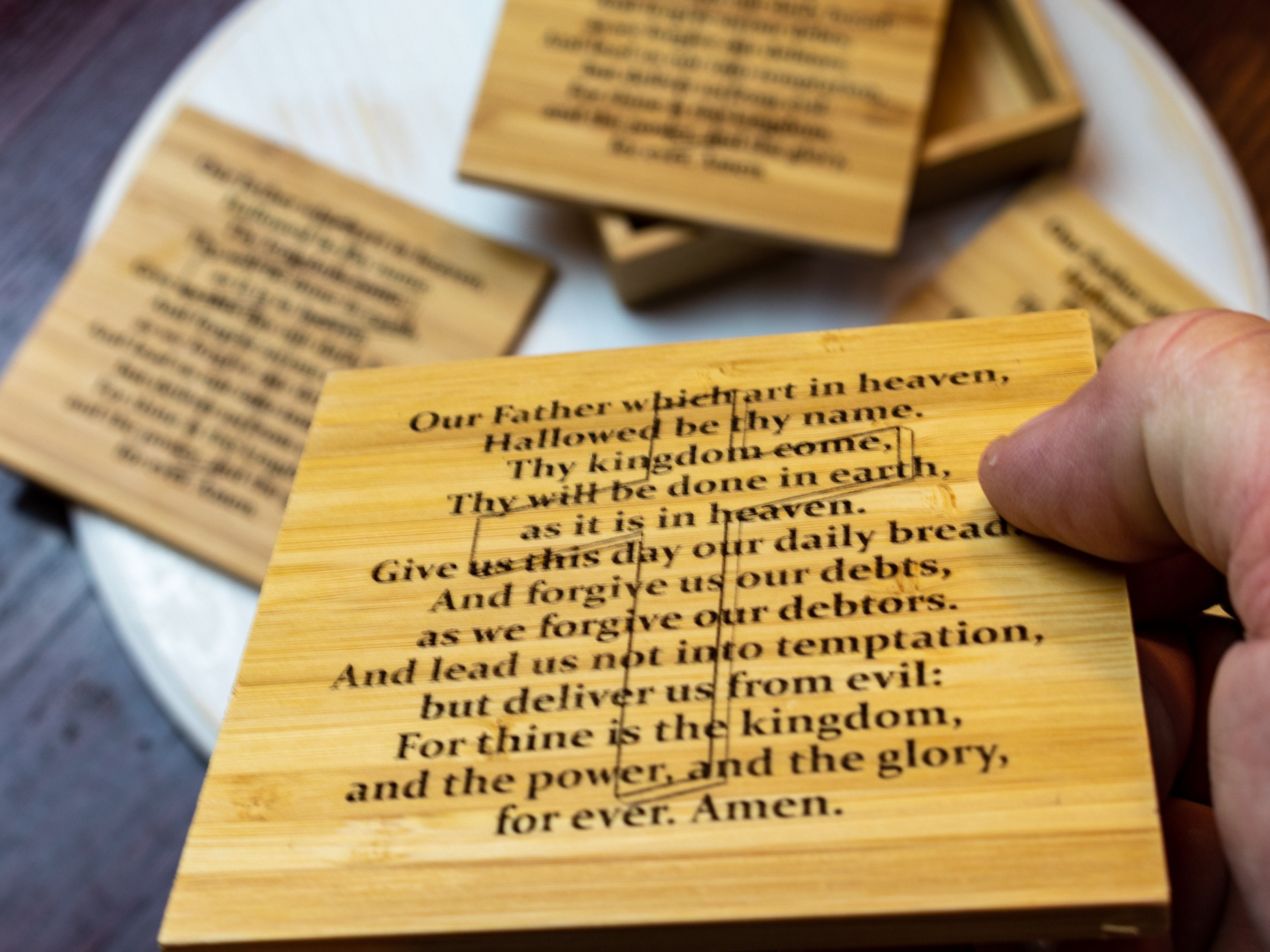 Bamboo Coasters Laser Engraved the LORDS Prayer - Etsy