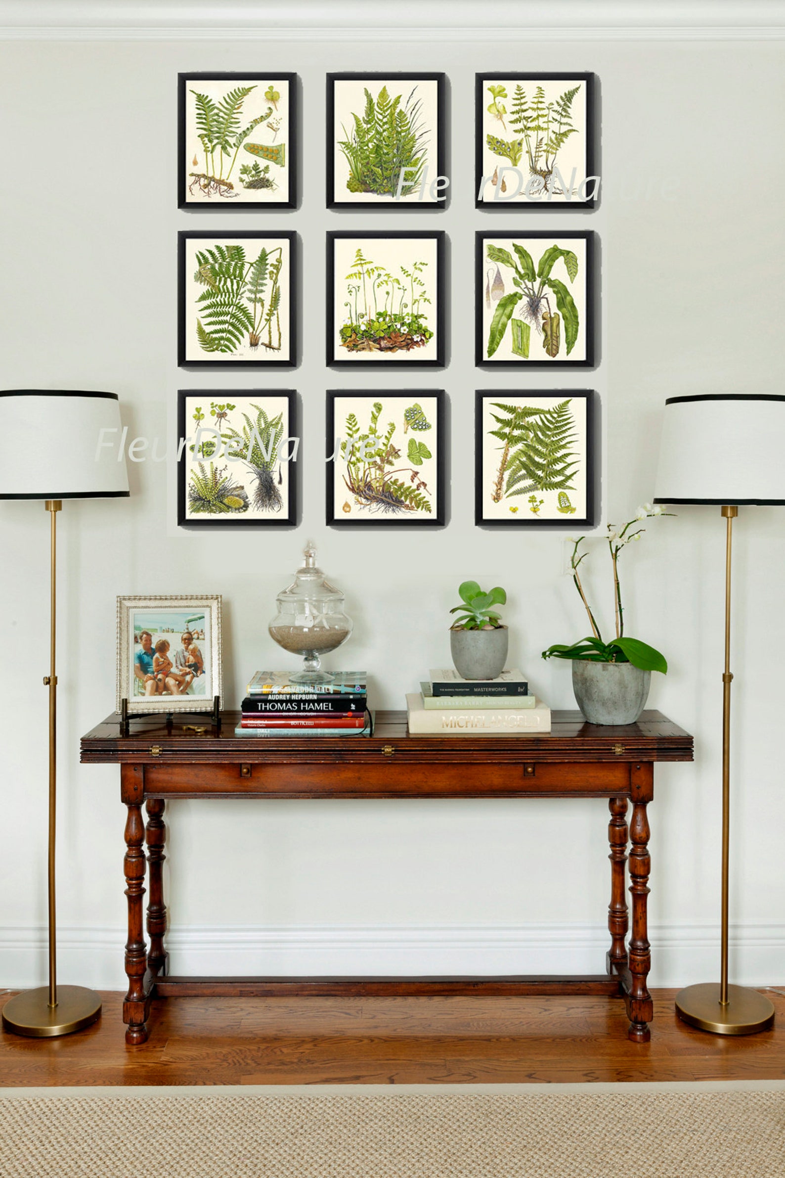 Fern Prints Wall Art Set of 9 Beautiful Botanical Antique Vintage Green ...