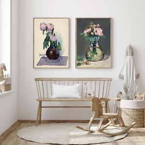 Pink Roses Farmhouse Cottage Chabby Chic Wall Art Print Set of 2 ...