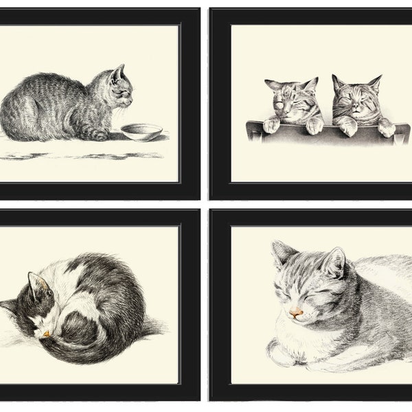 Vintage Cat Print - Etsy