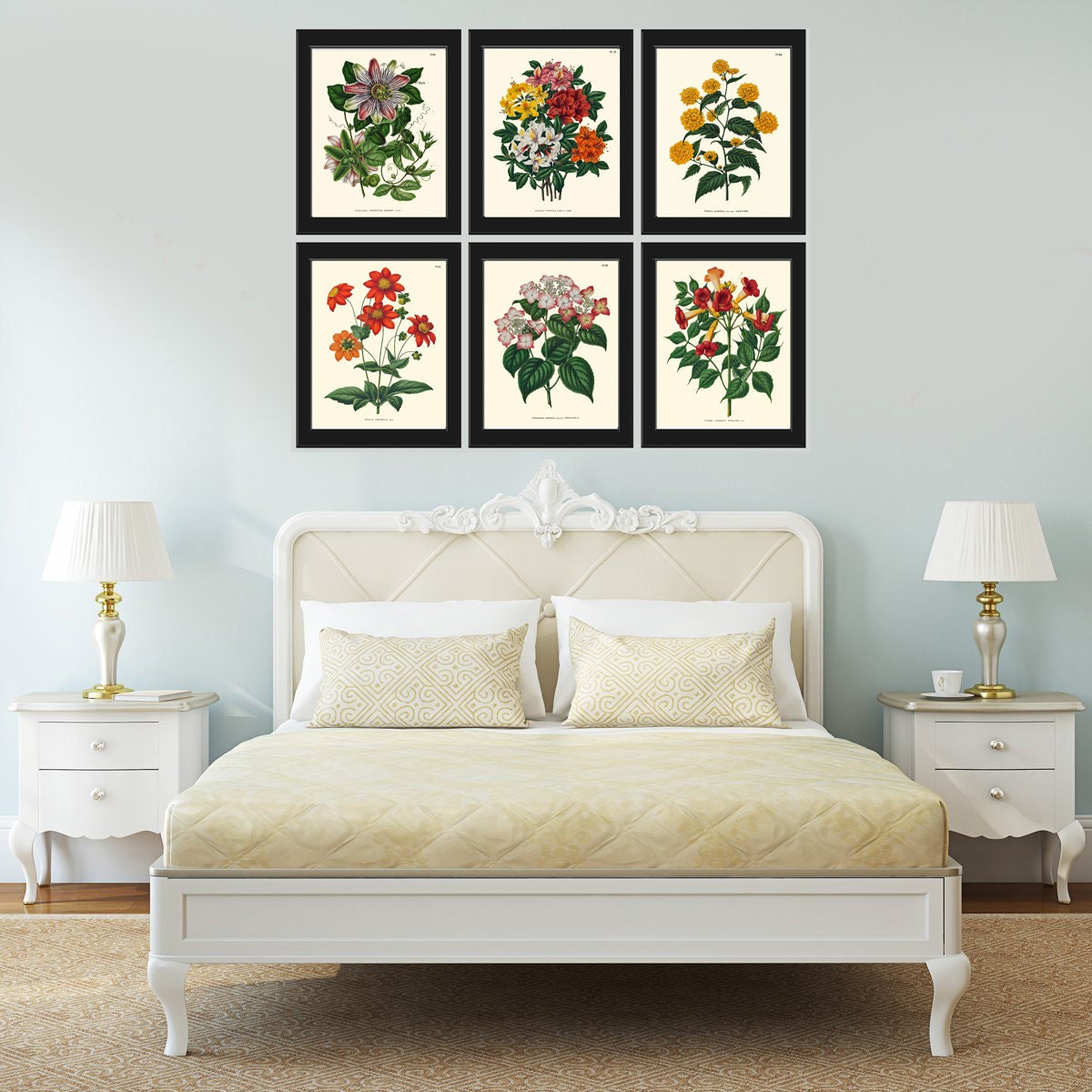 Botanical Prints Wall Art Set of 6 Beautiful Vintage Antique - Etsy