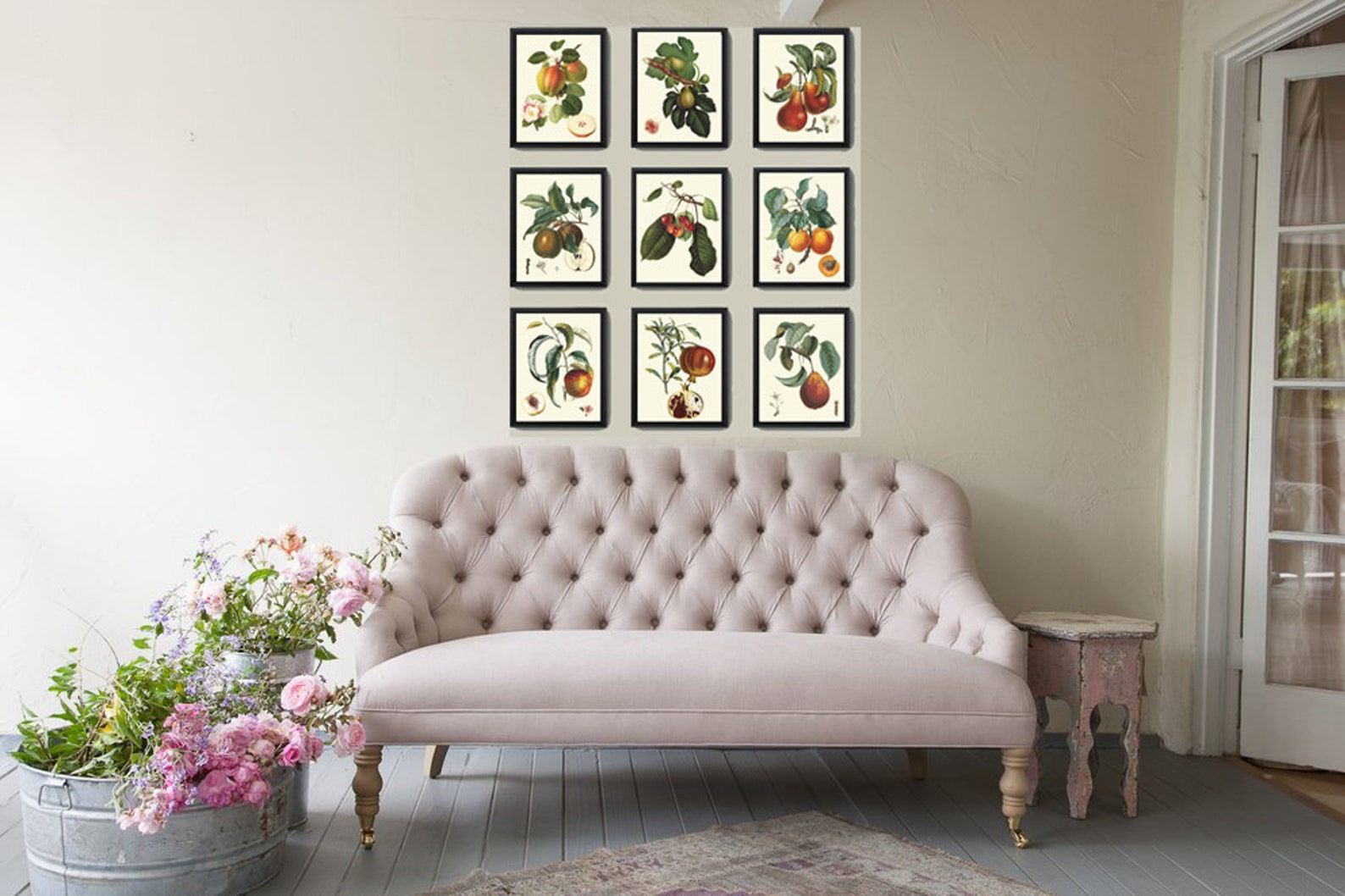 Vintage Fruit Wall Art Set of 9 Prints Kitchen Dining Room Beautiful ...