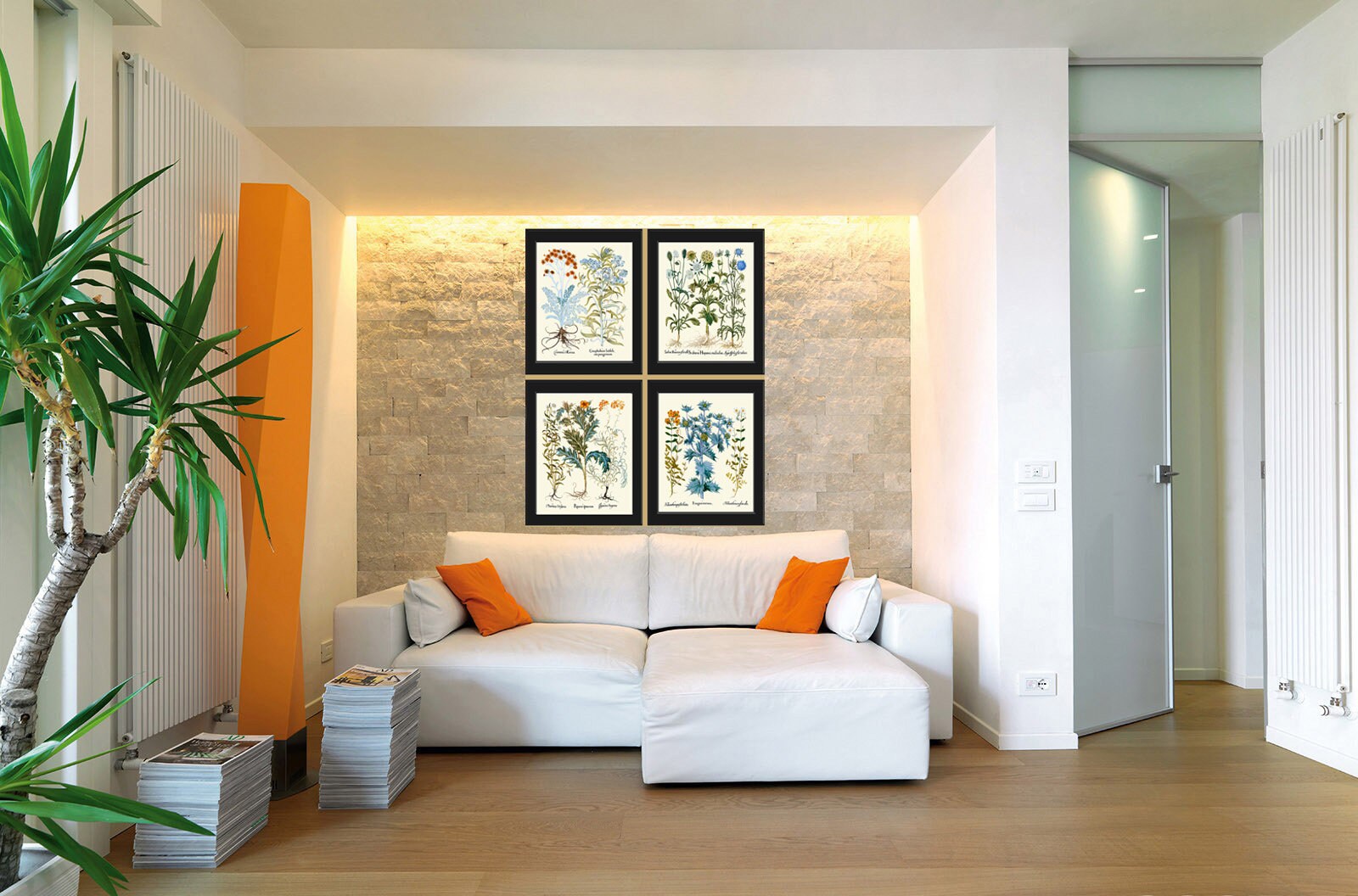 Wildflowers Botanical Wall Art Set of 4 Prints Cudweeds Holly Sunrose ...