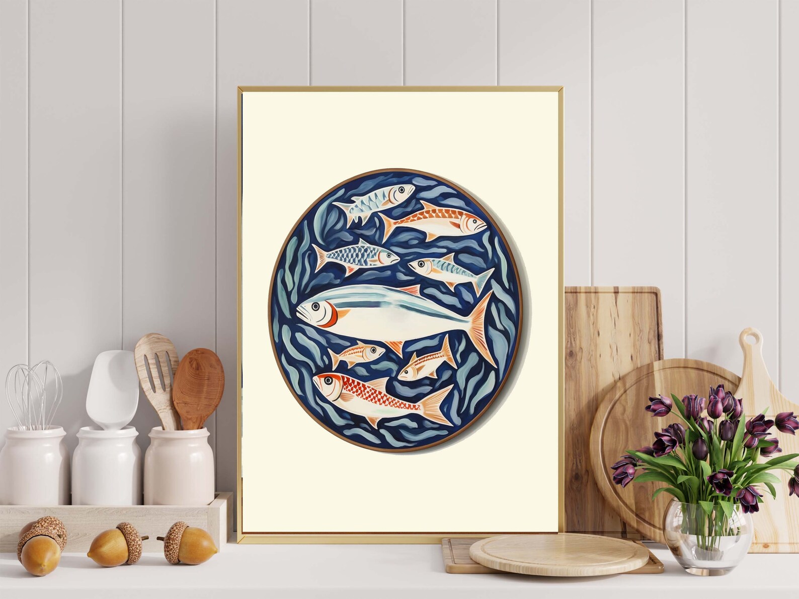 Scandinavian Fish Wall Art Print Set of 2 Beautiful Blue Sardines ...