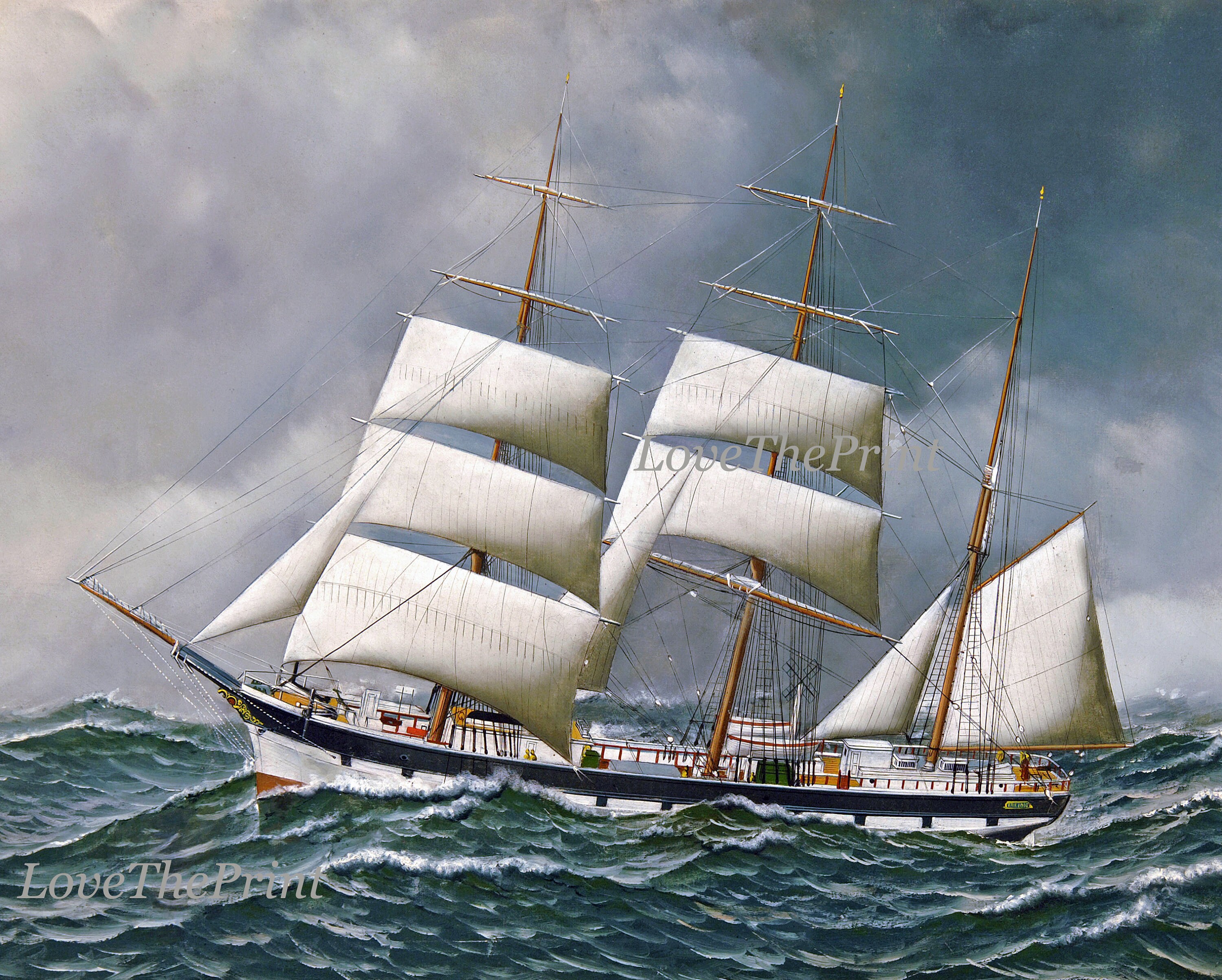 Vintage Ship Sailboat Painting Wall Art Set of 4 Prints - Etsy
